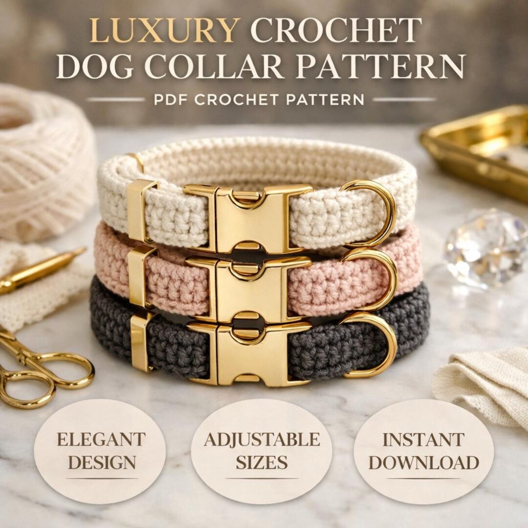 Luxury Crochet Dog Collar Pattern PDF | Elegant Adjustable Pet ...