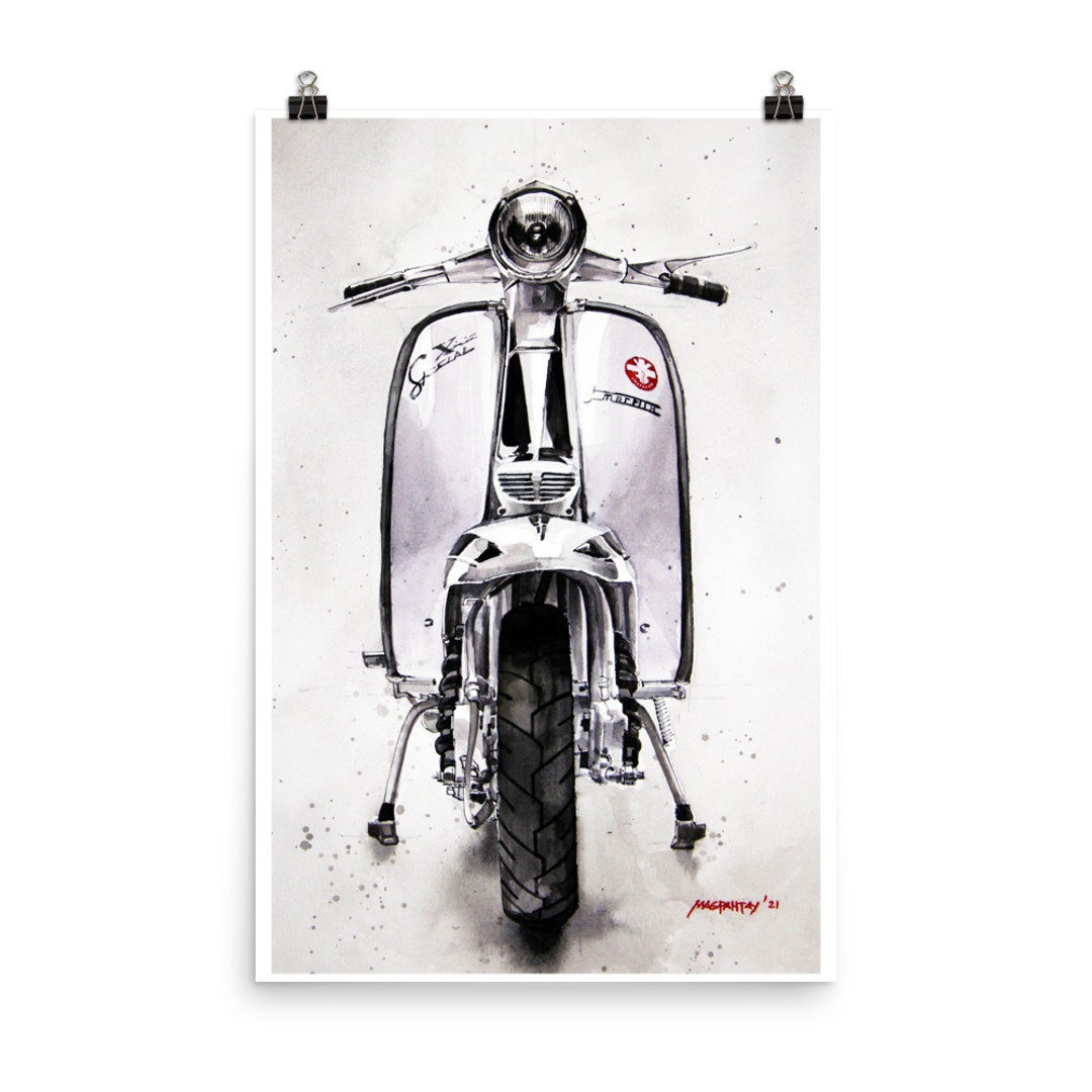 Vespa Lambretta #3 Art Print Posters, Wall Deco Posters, Motorcycle ...