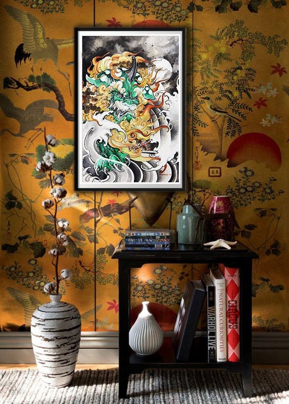 Foo Dog2 Art Print Foo Dog Art Print Wall Deco Art Print - Etsy Australia