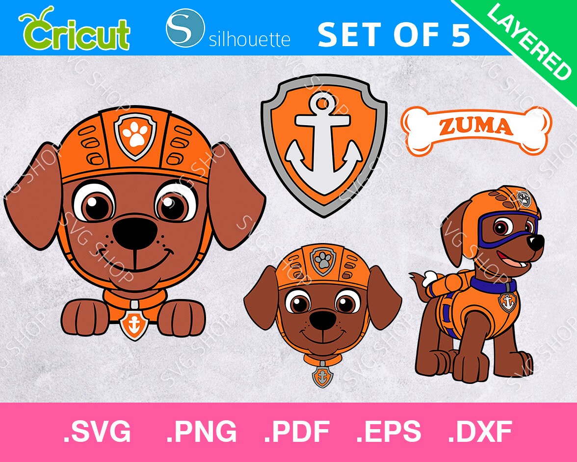 Paw Patrol Zuma 5 SVG Bundle Paw Patrol Printables Paw | Etsy
