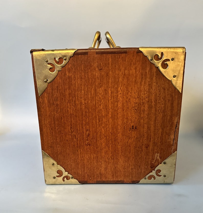Chinese Mahjong Set. Wood Box With Pierced Brass Corners and Handles ...