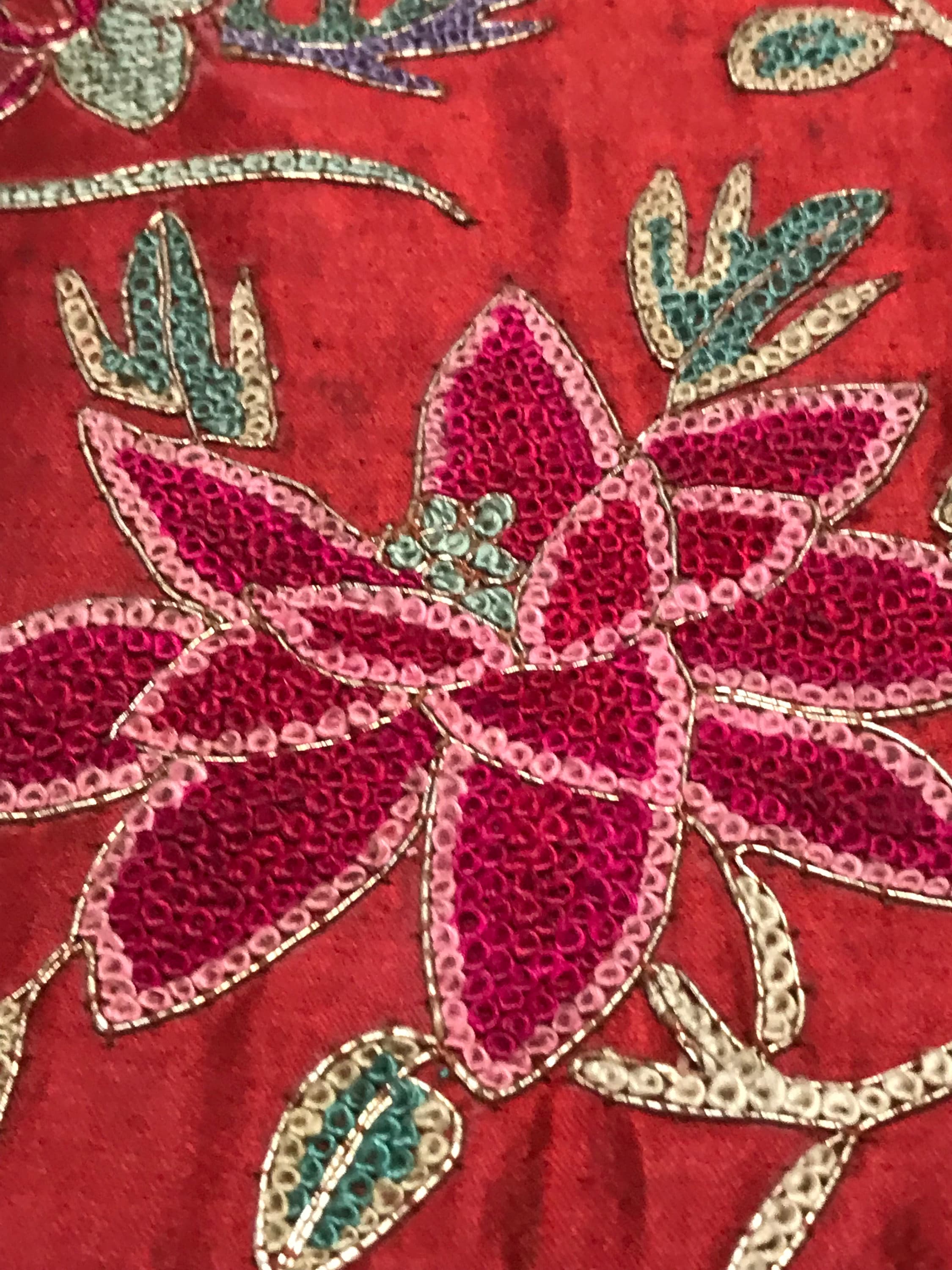 Chinese Embroidery. Forbidden Stitch Peking Knot. 7" X 12.5" Phoenix ...