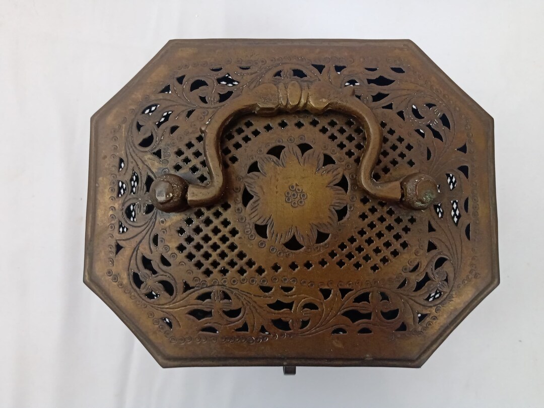 19th Century Qing Chinese Hand Warmer With Pierced Brass and Flower ...