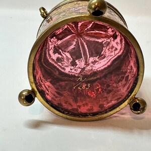 Bohemian Enameled Cranberry Glass Box. Ball Feet, Dome Top. 19th ...