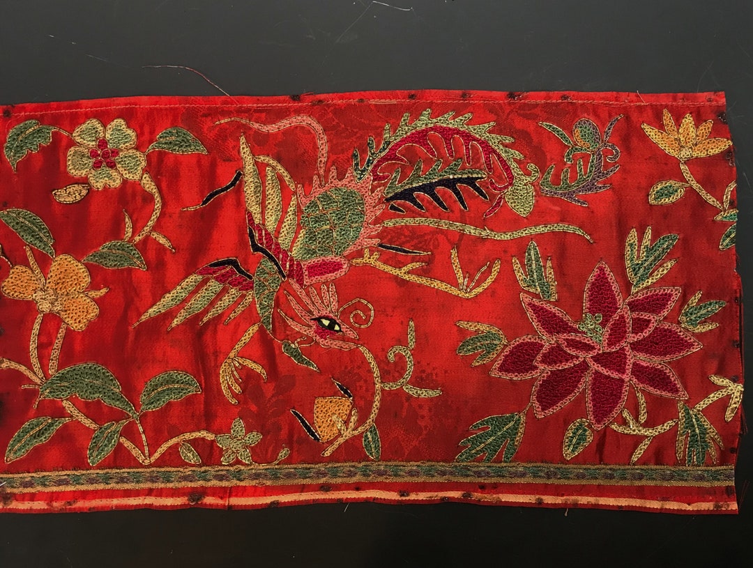 Chinese Embroidery. Forbidden Stitch Peking Knot. 7" X 12.5" Phoenix ...