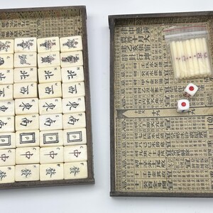 Chinese Mahjong Set Red and Gold Lacquer Box Complete 144 Tiles. Early ...