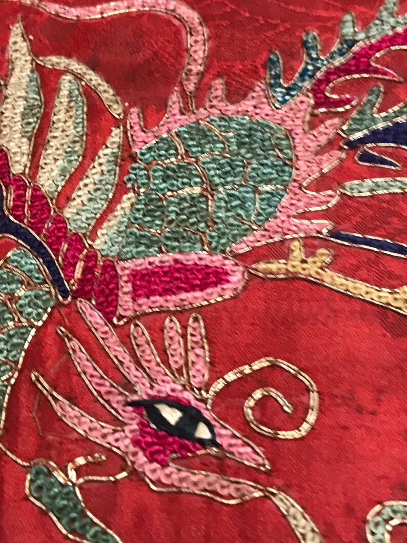 Chinese Embroidery. Forbidden Stitch Peking Knot. 7 X 12.5 Phoenix and ...