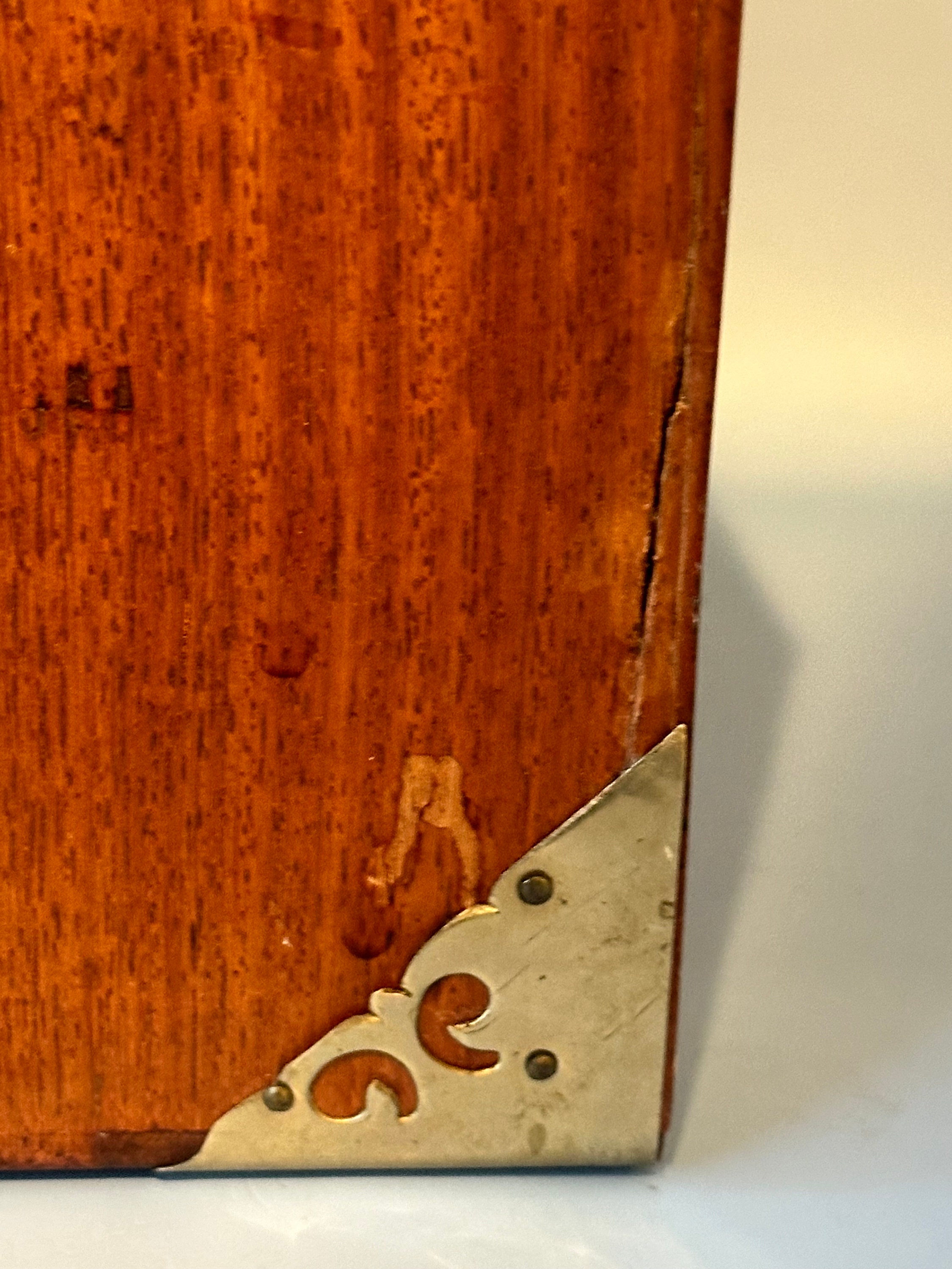 Chinese Mahjong Set. Wood Box With Pierced Brass Corners and Handles ...