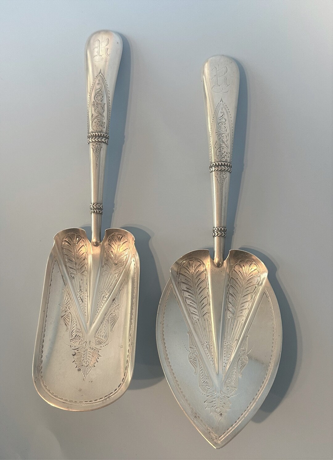 Two 19th Century Gorham Sterling Serving Pieces. Engraved. Old Mark. R ...