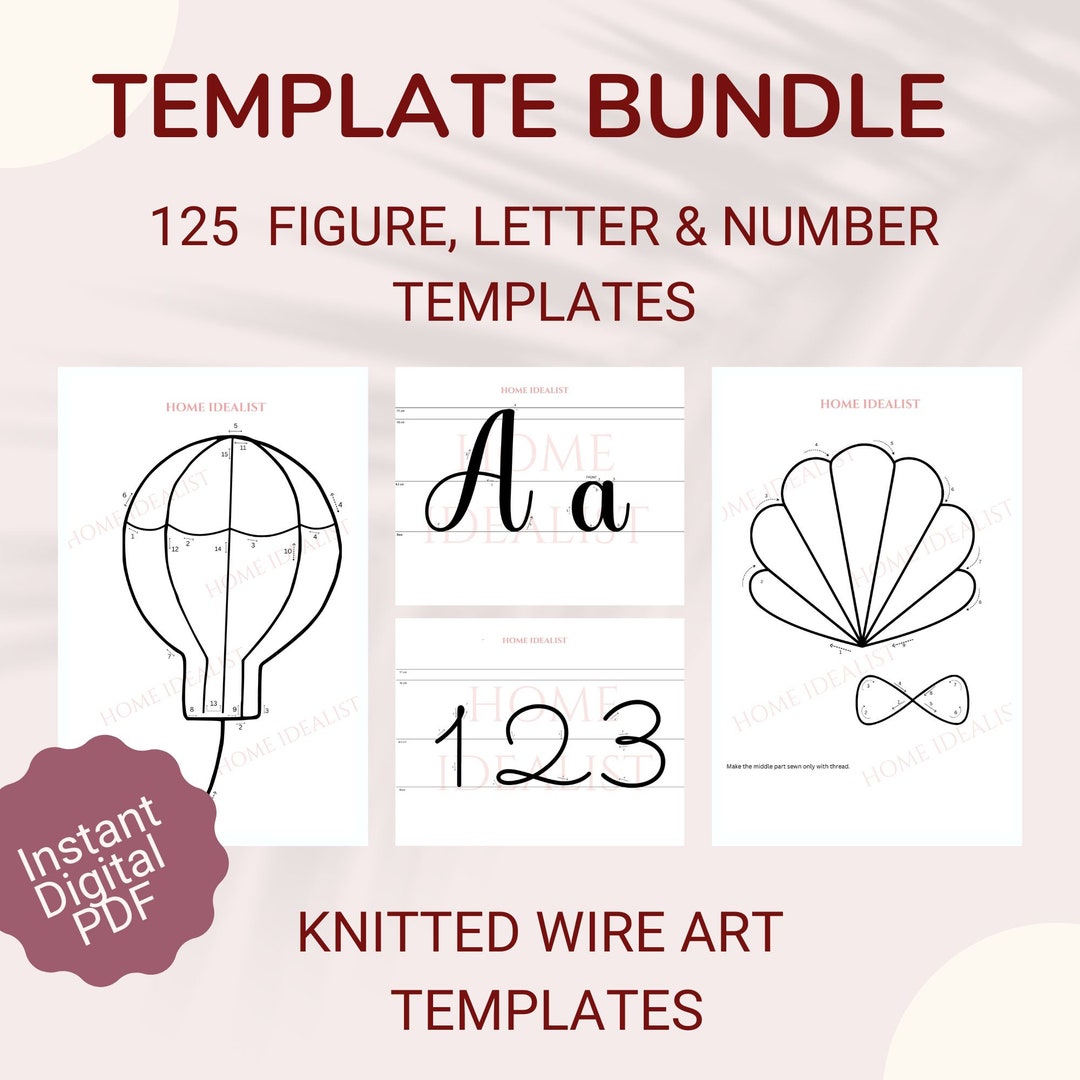Knitted Wire Art Template Bundle Uppercase & Lowercase Letters and 125 ...