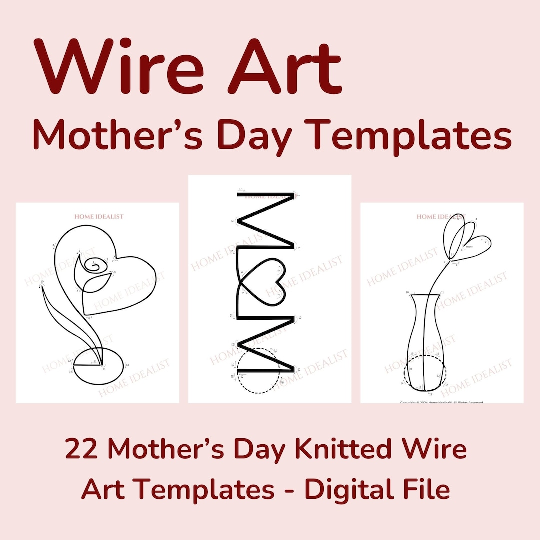 20+ Mother's Day Knitted Wire Patterns. Printable Templates for Knitted ...