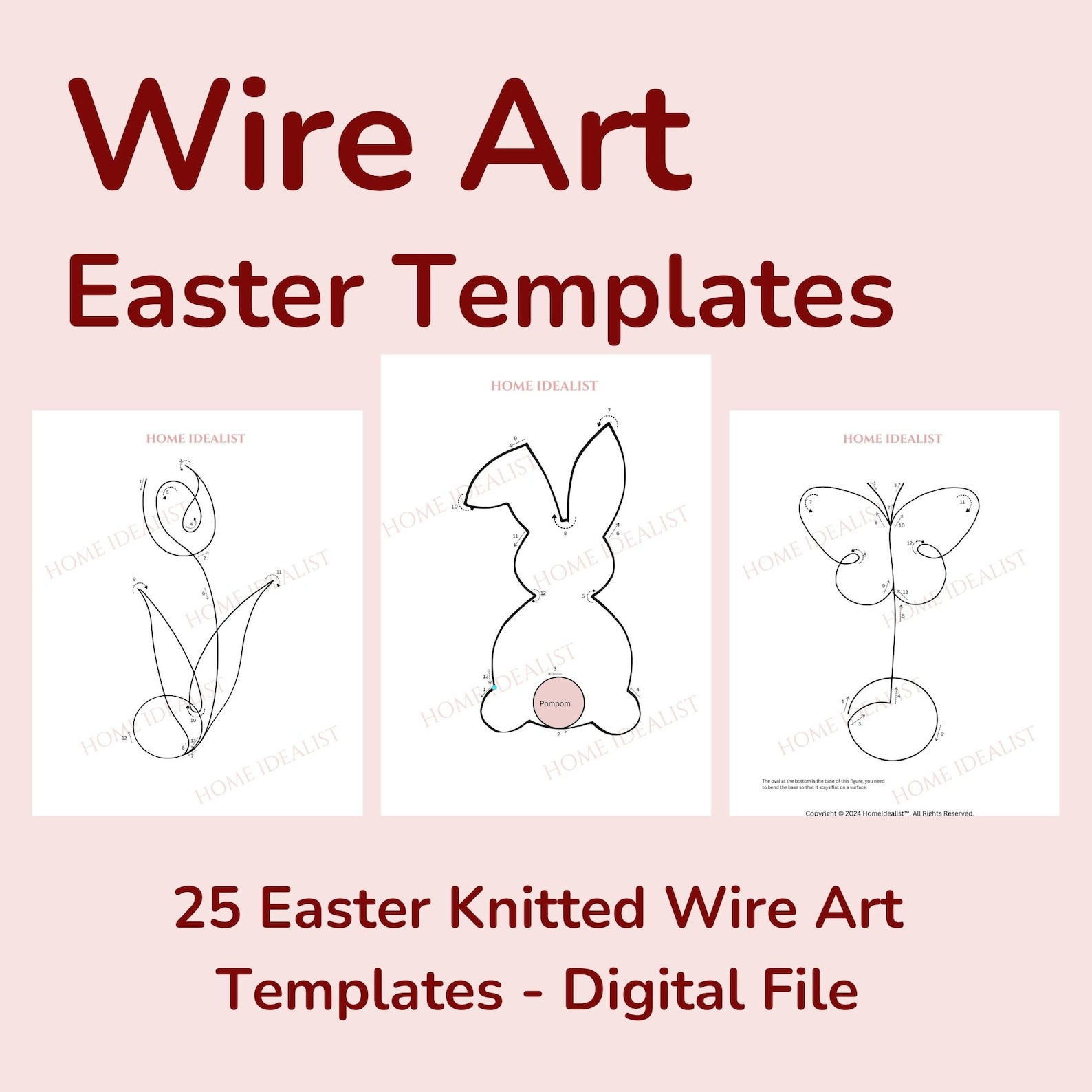 25 Easter Knitted Wire Patterns Bundle. Printable Templates for Knitted ...