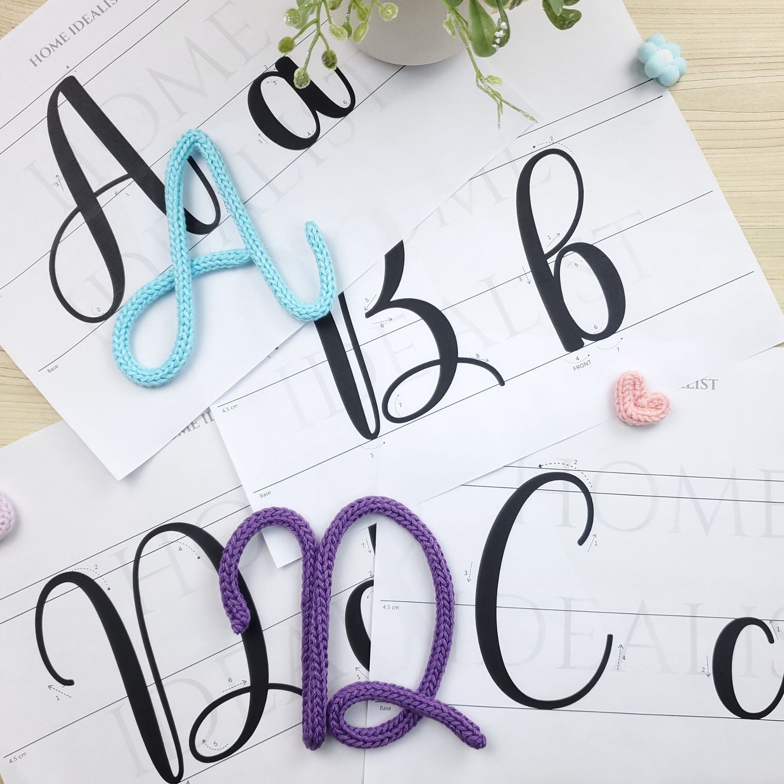 Knitted Wire Art Template Bundle Uppercase & Lowercase Letters and 140 ...