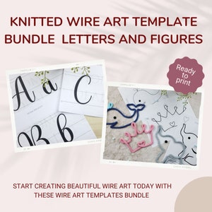 Knitted Wire Art Template Bundle Uppercase & Lowercase Letters and 140 ...