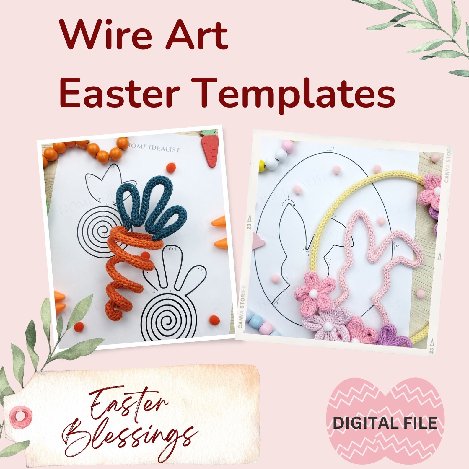 50 Easter Wire Art Templates: Knitted Wire Patterns (digital Download ...