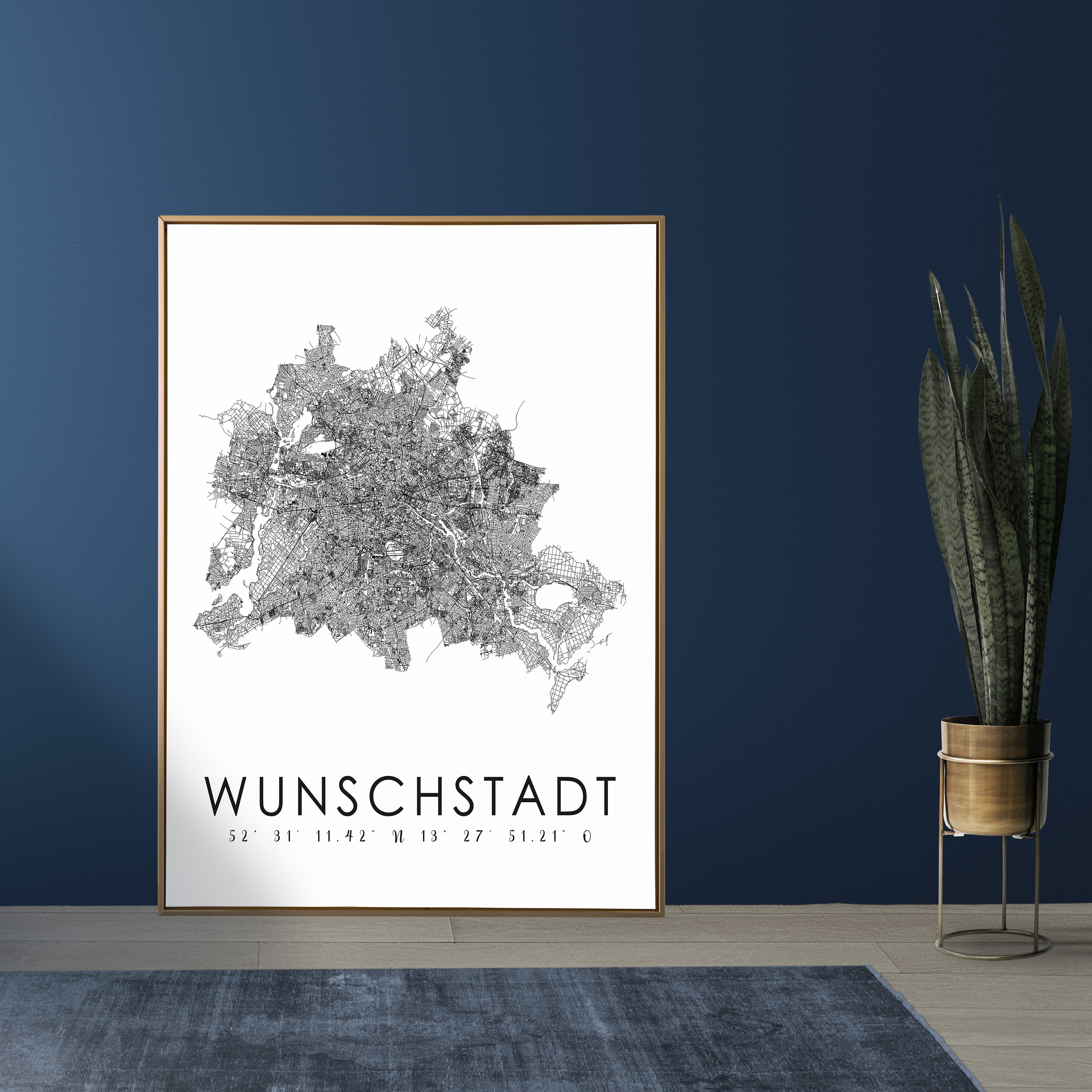 Stadtplan mit Koordinaten,Personalisiert, Poster, Heimatstadt ...