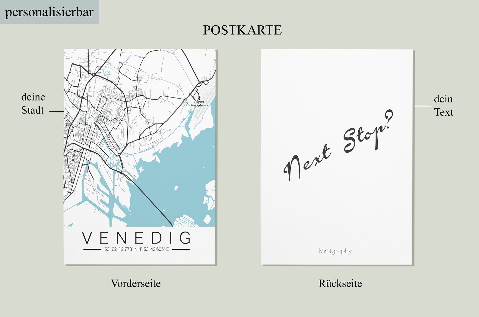 Stadtplan mit Koordinaten,Personalisiert, Landkarte, Poster ...