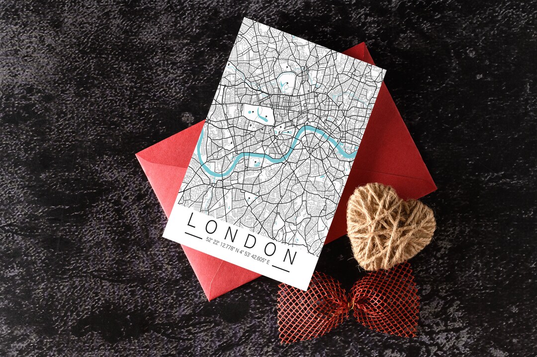 London City Map With Coordinates, Personalized, Poster, Postcard ...