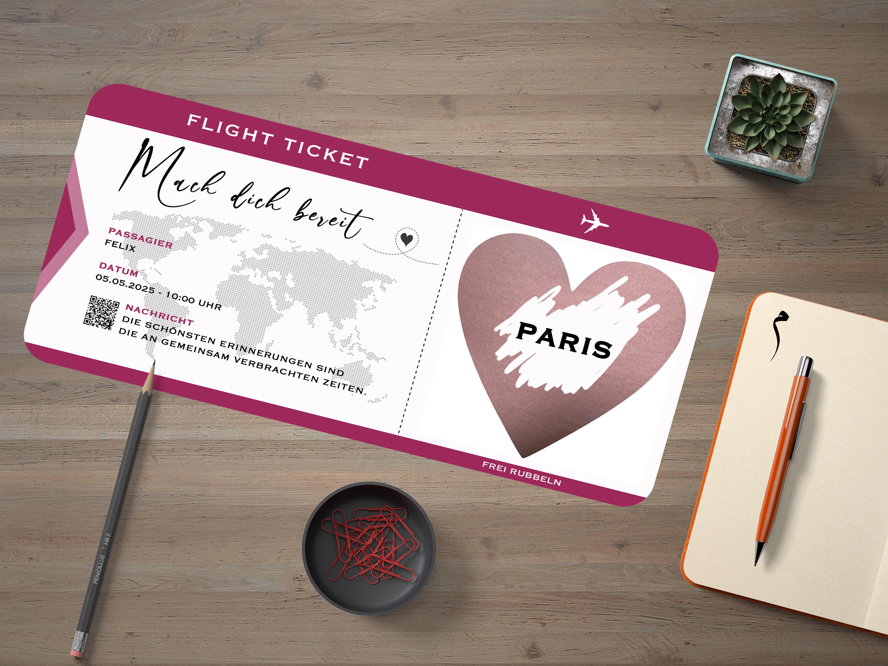 Bordkarte (Personalisiert), Boarding Pass, Reisegutschein, Flugticket ...