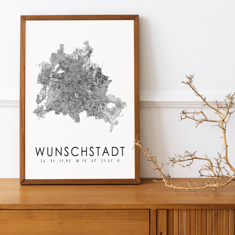 Stadtplan mit Koordinaten,Personalisiert, Poster, Heimatstadt ...