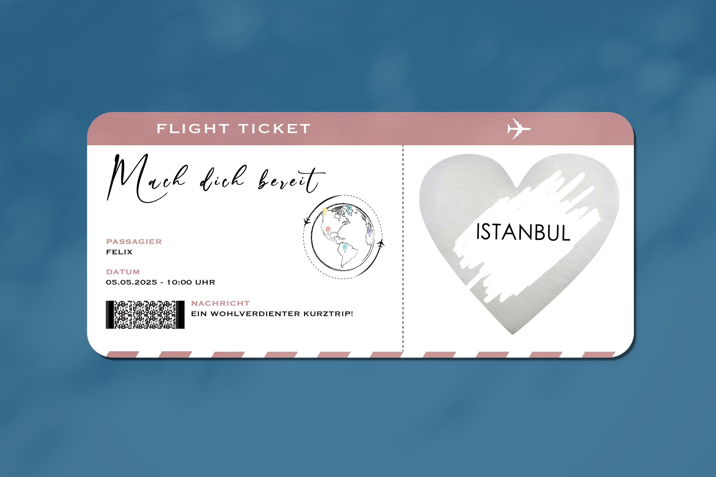 Bordkarte (Personalisiert), Boarding Pass, Reisegutschein, Flugticket ...