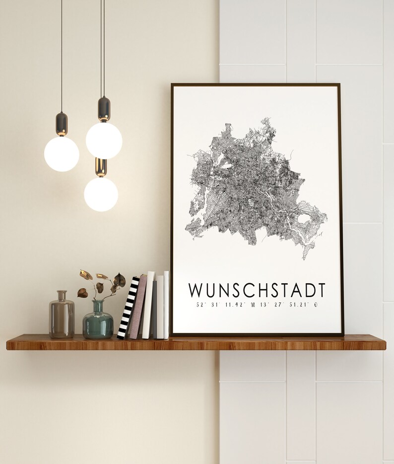 Stadtplan mit Koordinaten,Personalisiert, Poster, Heimatstadt ...