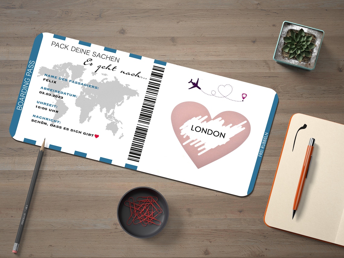 Bordkarte Personalisiert Boarding Pass Reisegutschein - Etsy.de