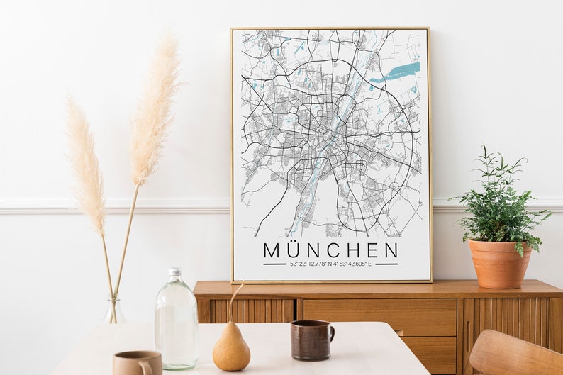 Stadtplan mit Koordinaten,Personalisiert, Landkarte, Poster ...