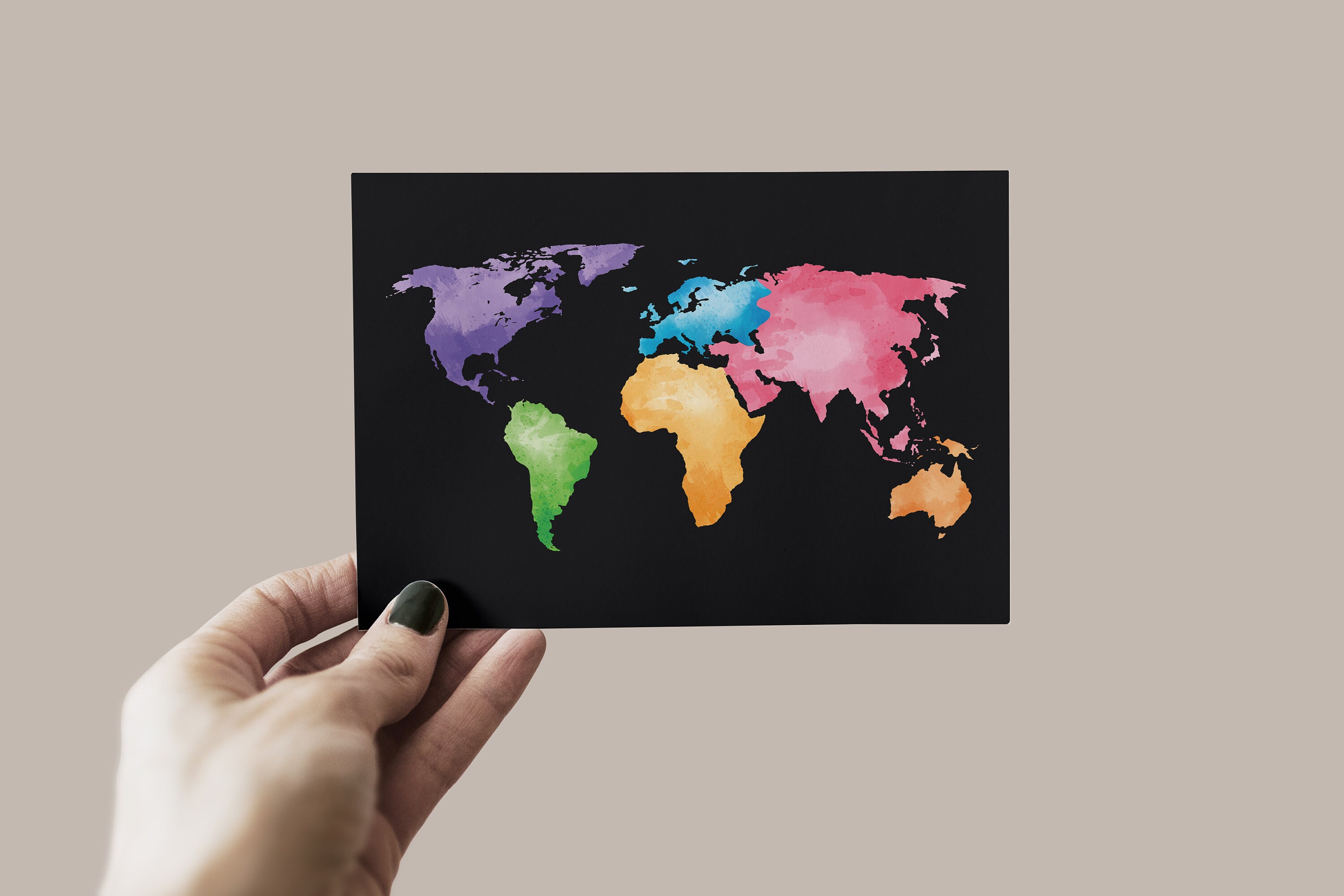 World Map Postcard, Poster, Gift, Wall Decoration, Office, Love ...