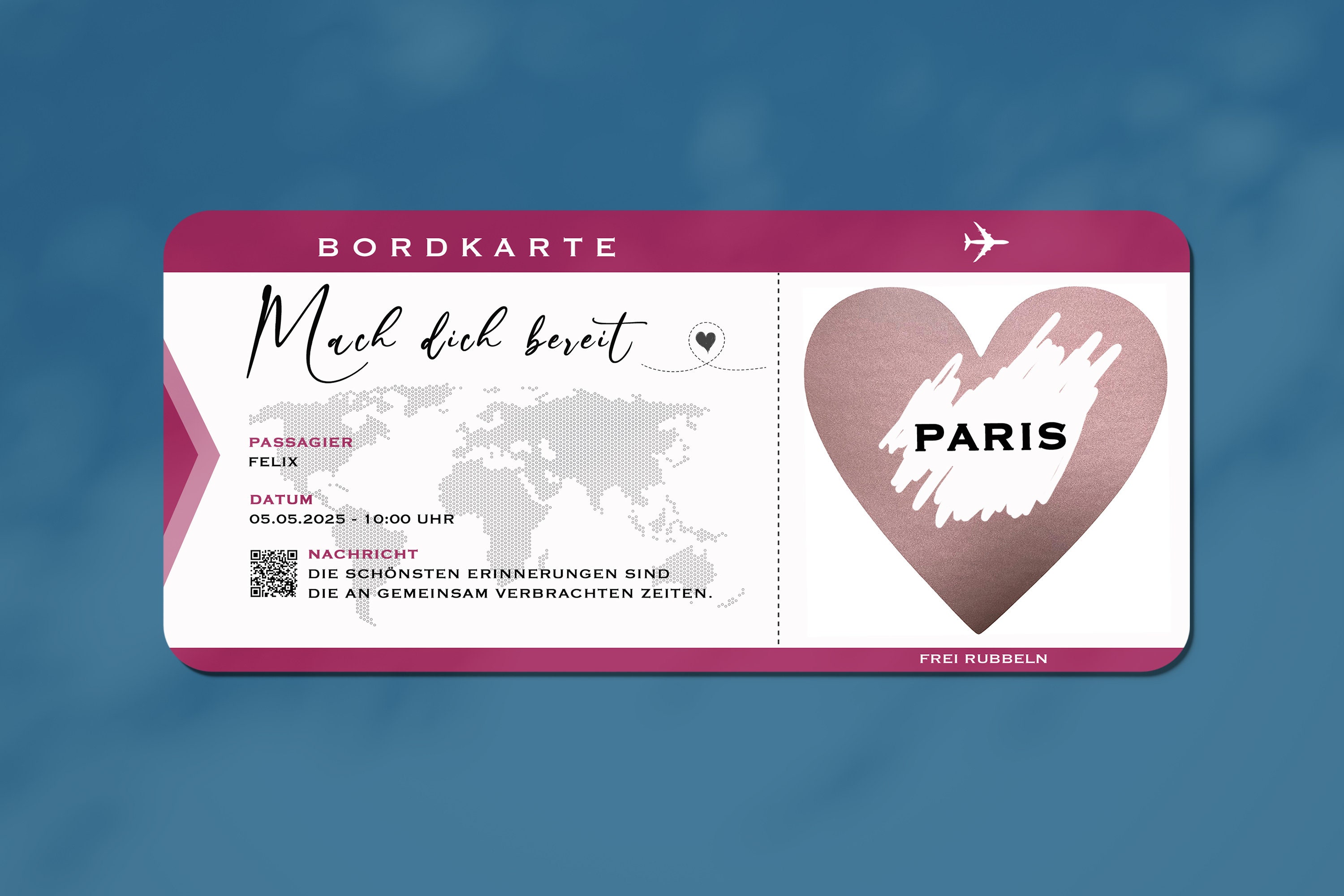 Bordkarte Personalisiert, Boarding Pass, Reisegutschein, Flugticket ...