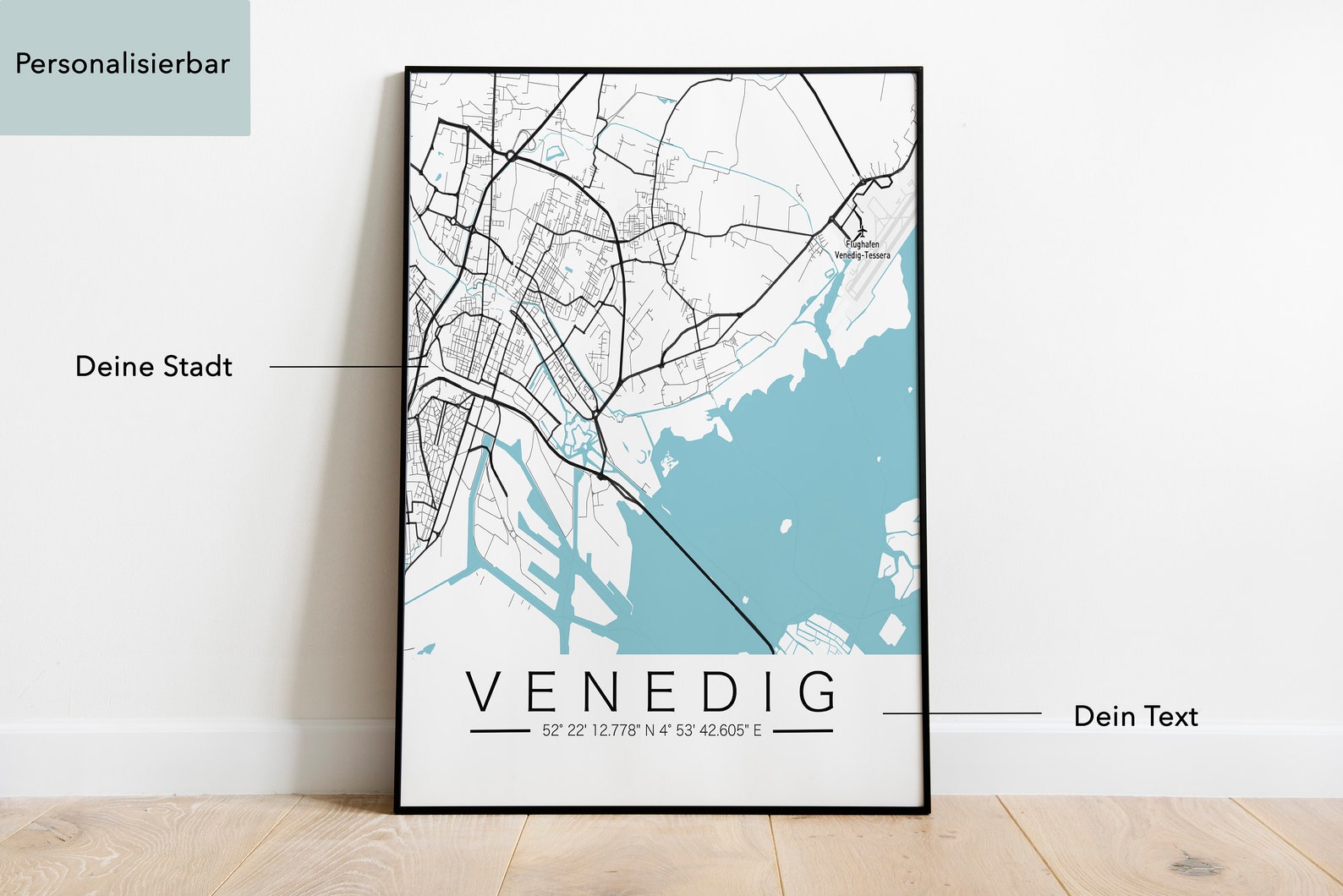 Stadtplan mit Koordinaten,Personalisiert, Landkarte, Poster ...