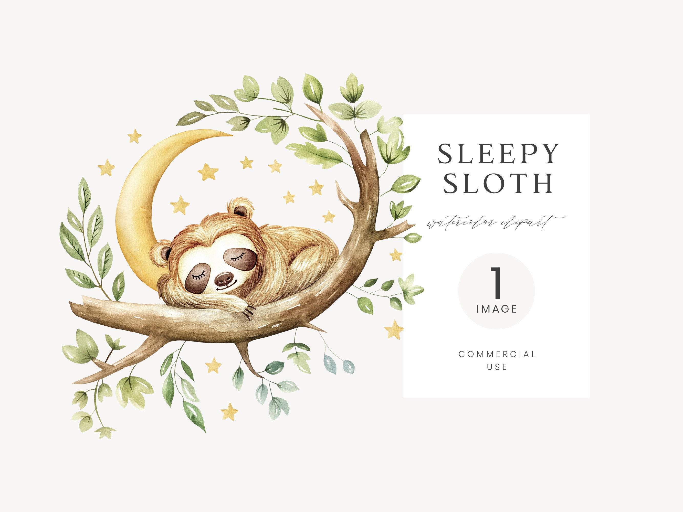 Sleepy Sloth Clipart, Nursery Sloth Graphic, Kids Invitation Clipart ...