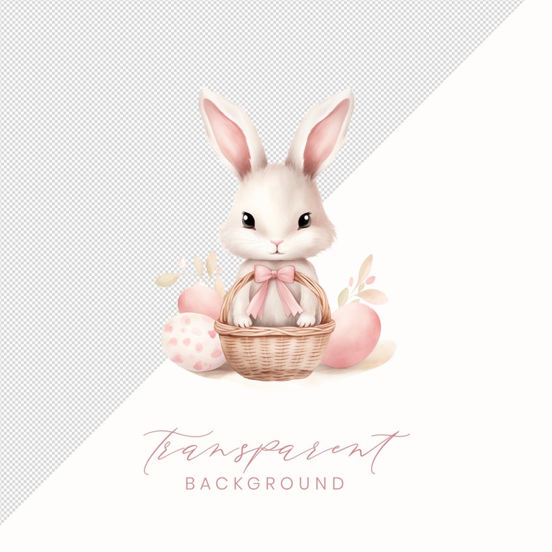 Easter Bunny Cliparts, Easter Eggs Clipart, Watercolor Easter Cliparts ...