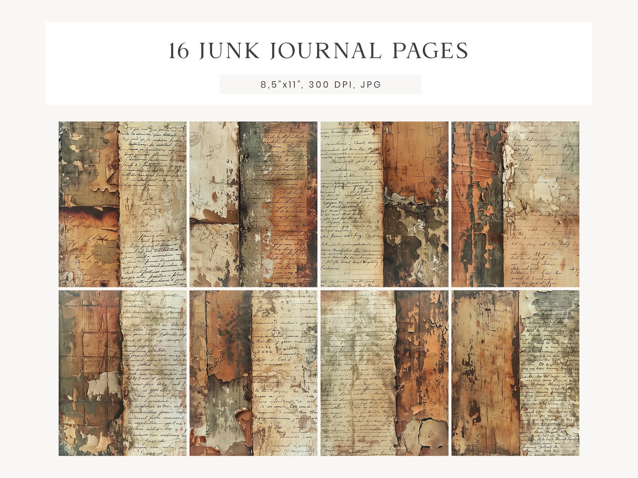 Script Junk Journal Pages, Writing Junk Journal, Blank Journal Pages ...