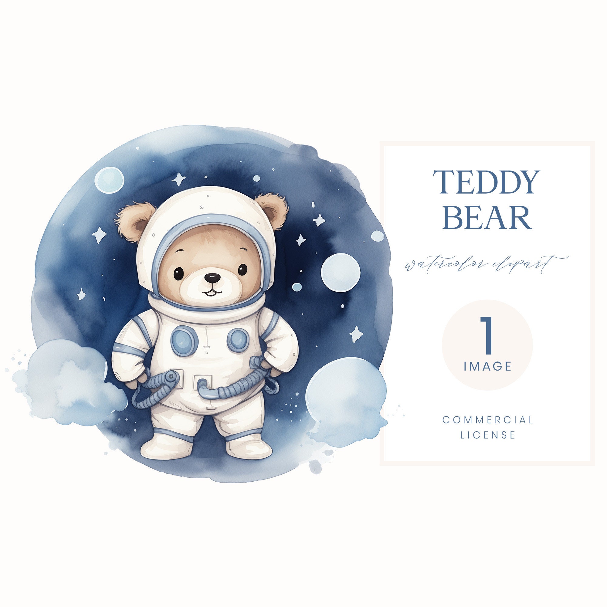 Watercolor Teddy Bear Graphic, Teddy Bear Clipart Astronaut, Nursery ...