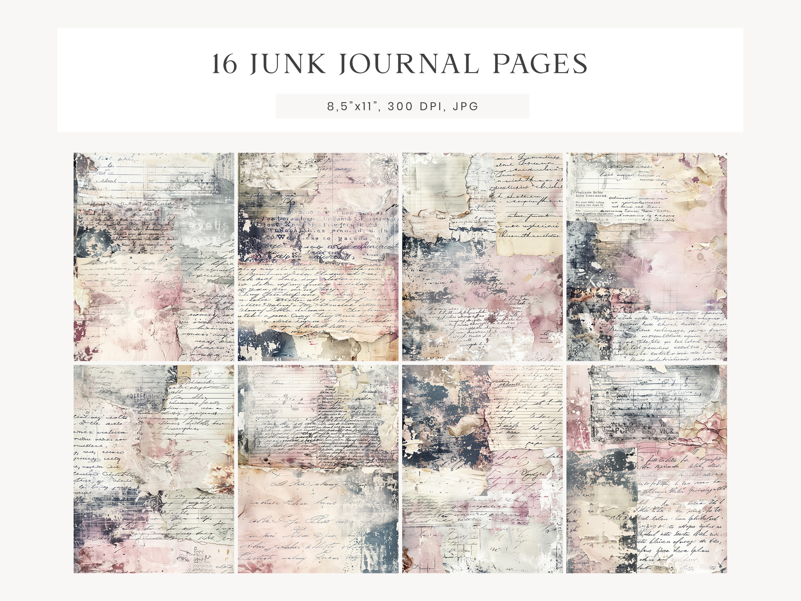 Script Junk Journal Pages, Writing Junk Journal, Text Journal Pages ...