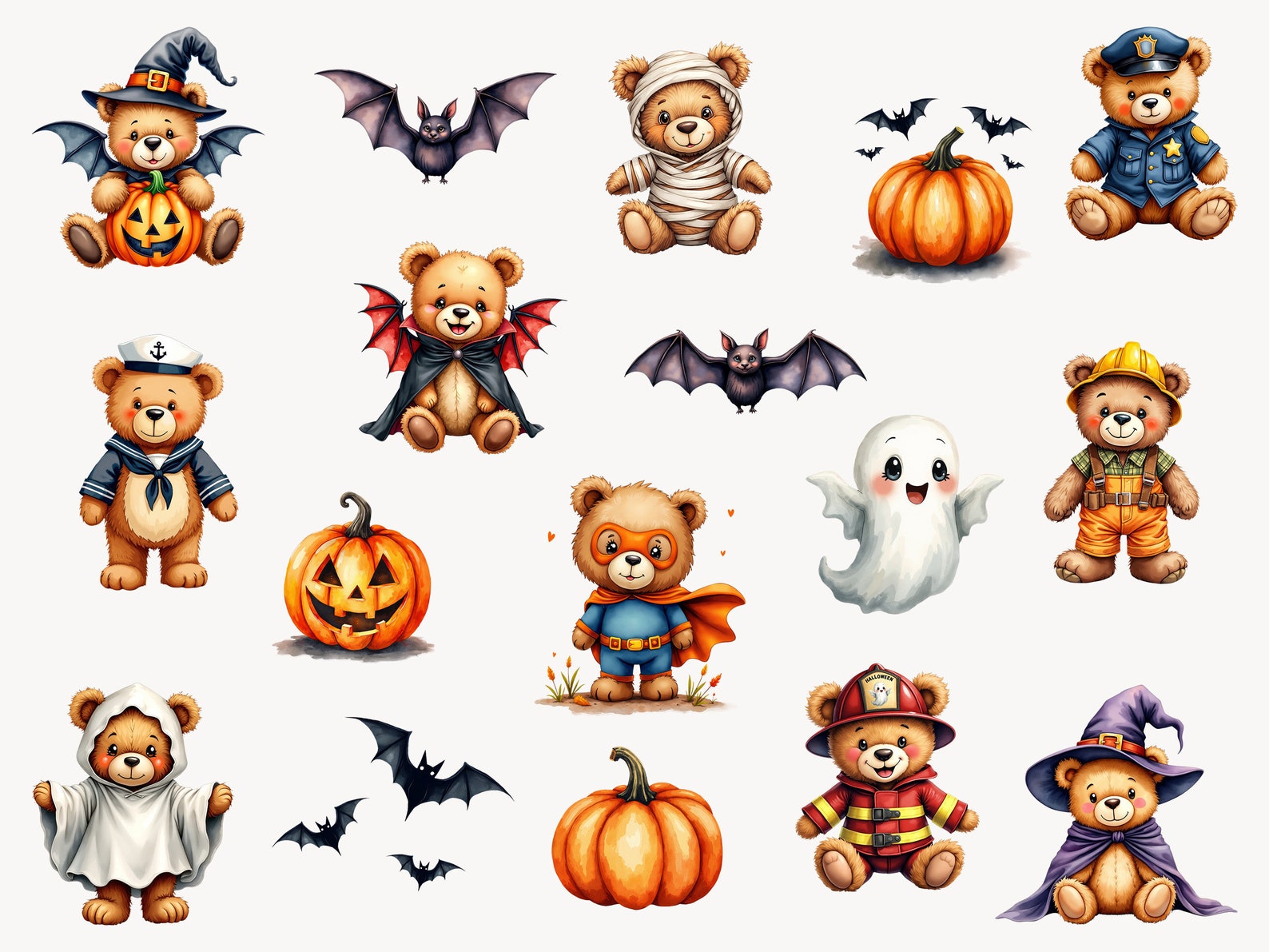 Halloween Teddy Bear Clipart, Spooky Bear Clipart, Clipart for ...