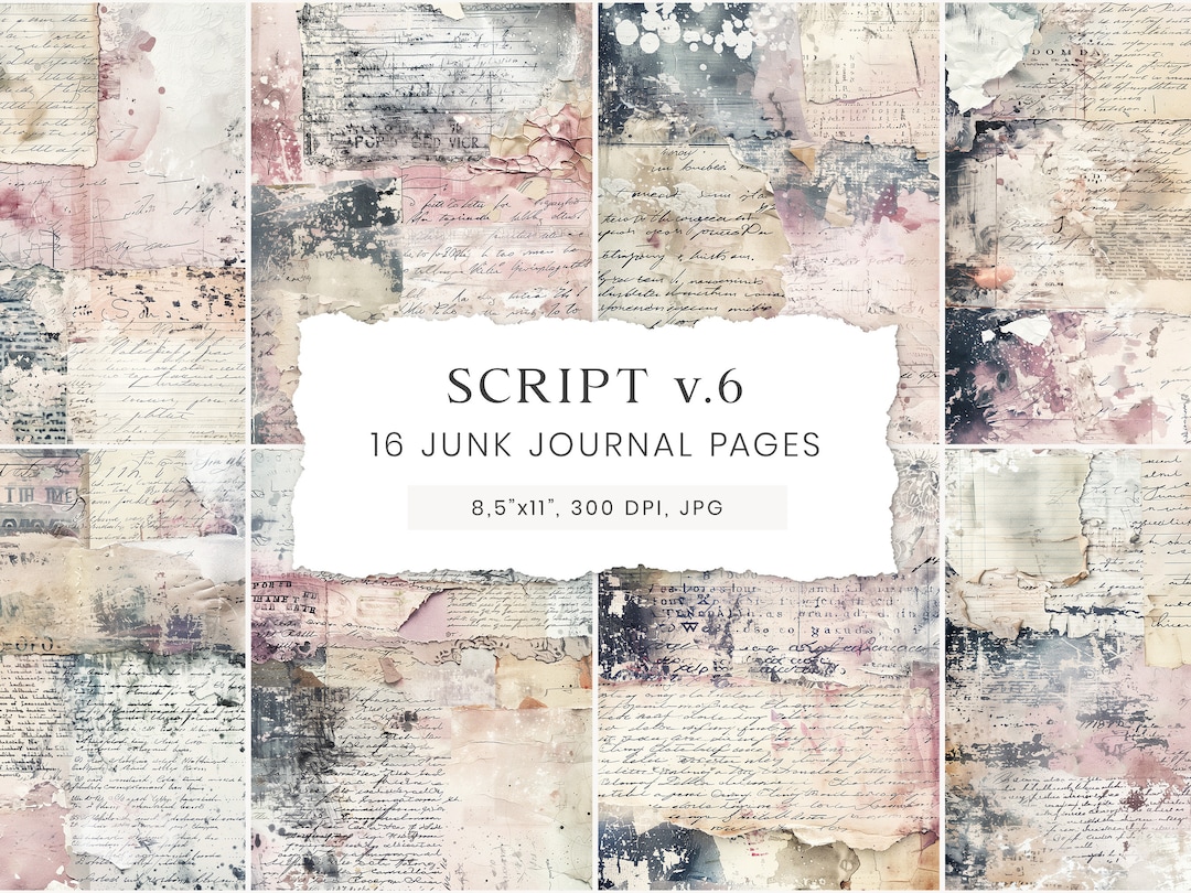 Script Junk Journal Pages, Writing Junk Journal, Text Journal Pages ...