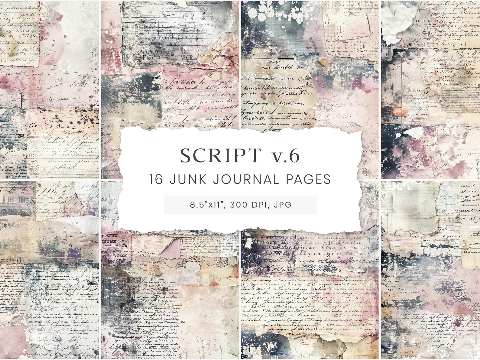 Script Junk Journal Pages, Writing Junk Journal, Text Journal Pages ...