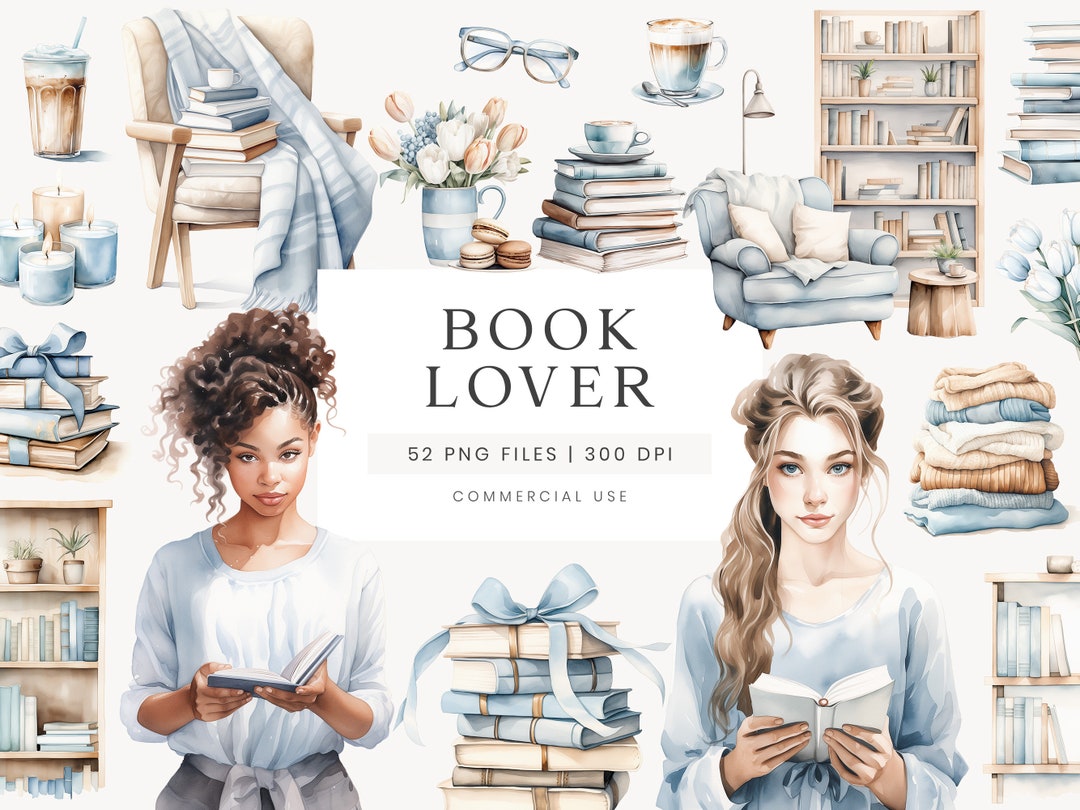 Bookworm Cliparts, Watercolor Book Lover Clip Art, Watercolor ...