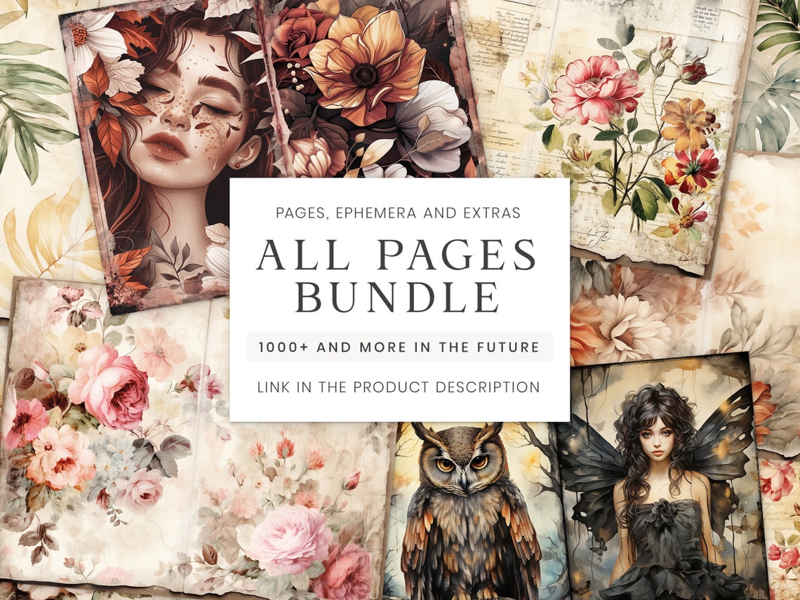 Junk Journal Pages Sage Green, Watercolor Junk Journal Kit, Beige ...