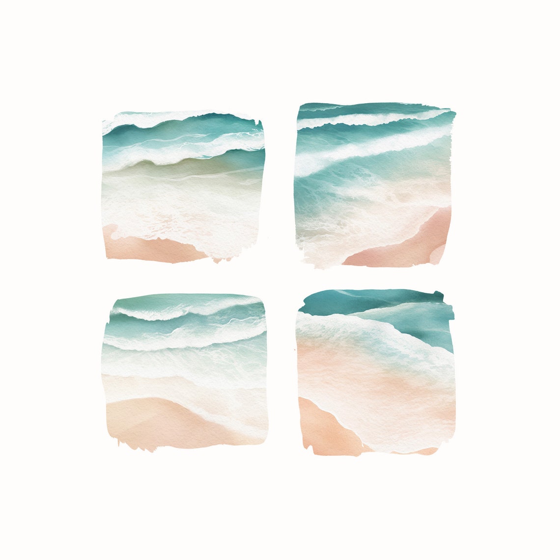 Watercolor Ocean Clipart, Summer Cliparts, Summer Landscape Clipart ...