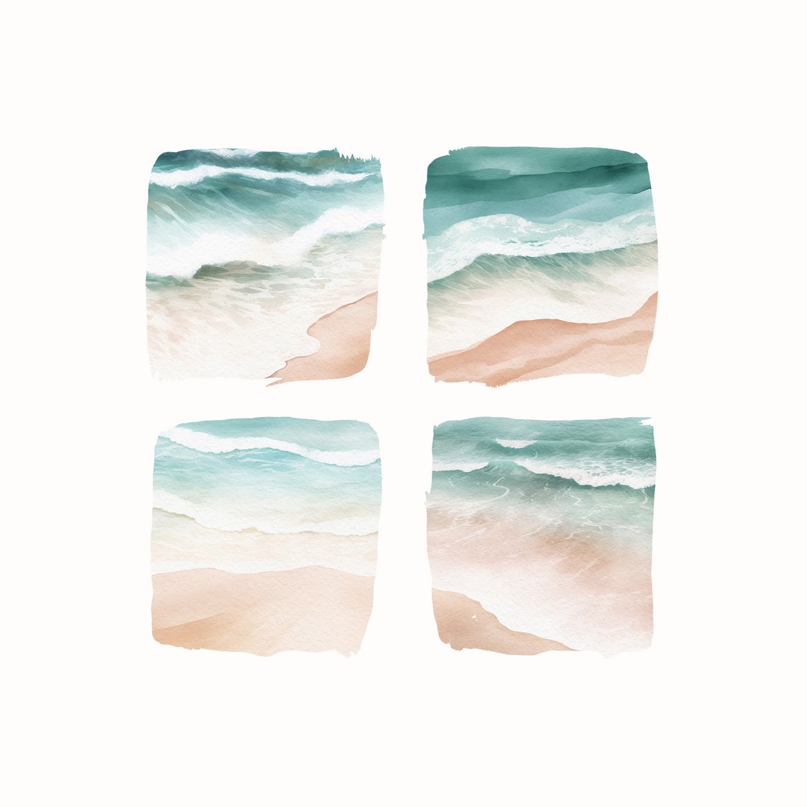 Watercolor Ocean Clipart, Summer Cliparts, Summer Landscape Clipart ...