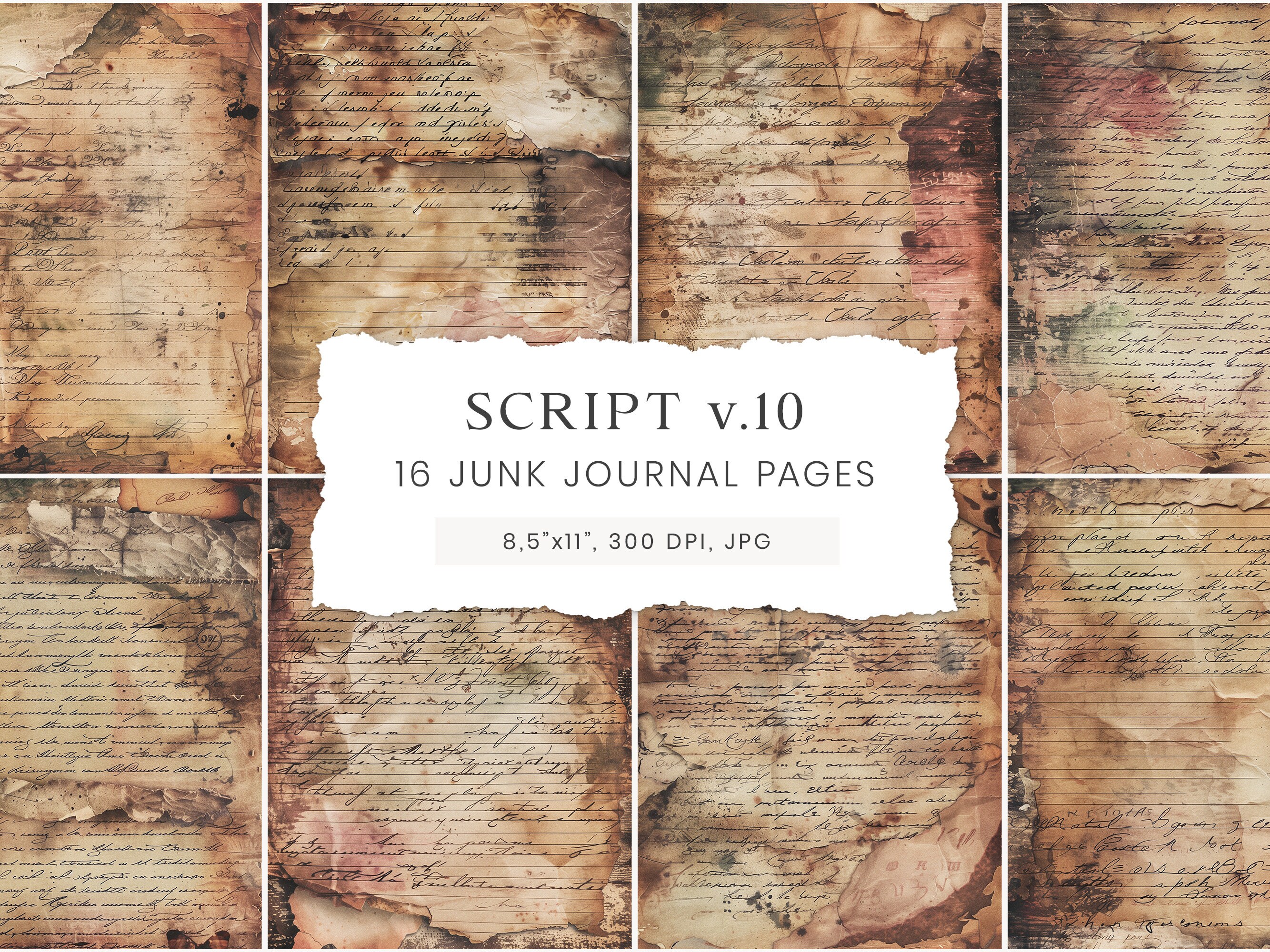 Old Paper Junk Journal Pages, Writing Junk Journal, Text Journal Pages ...