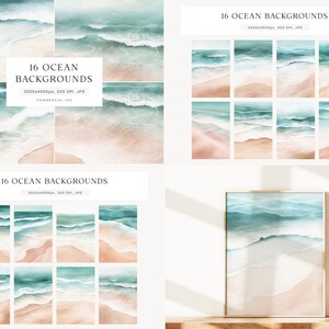 Summer Backgrounds Bundle, Watercolor Beach Backgrounds, Landscape ...