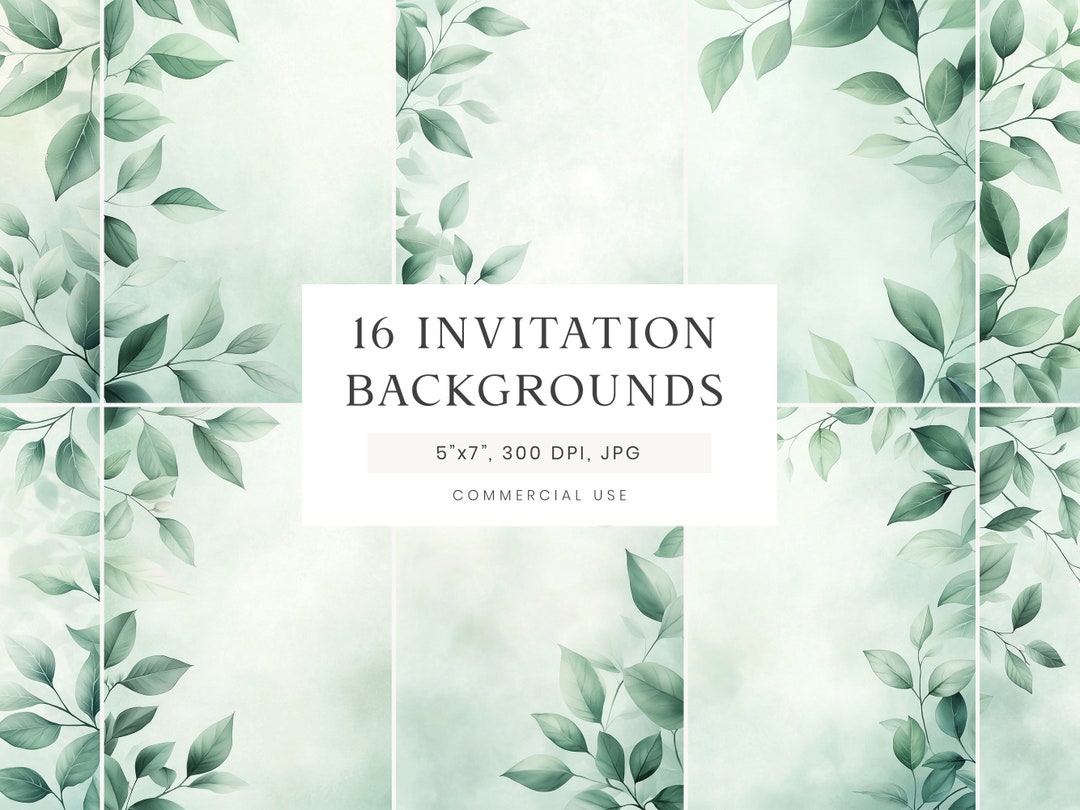 Greenery Border Invitation Backgrounds, Floral Watercolor Texture ...