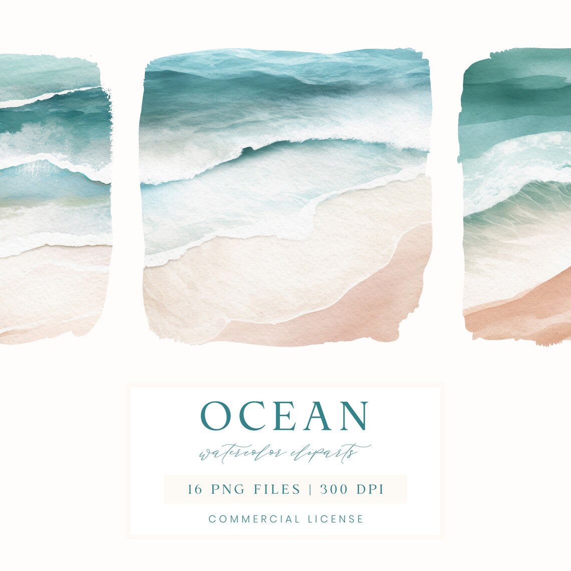 Watercolor Ocean Clipart, Summer Cliparts, Summer Landscape Clipart ...