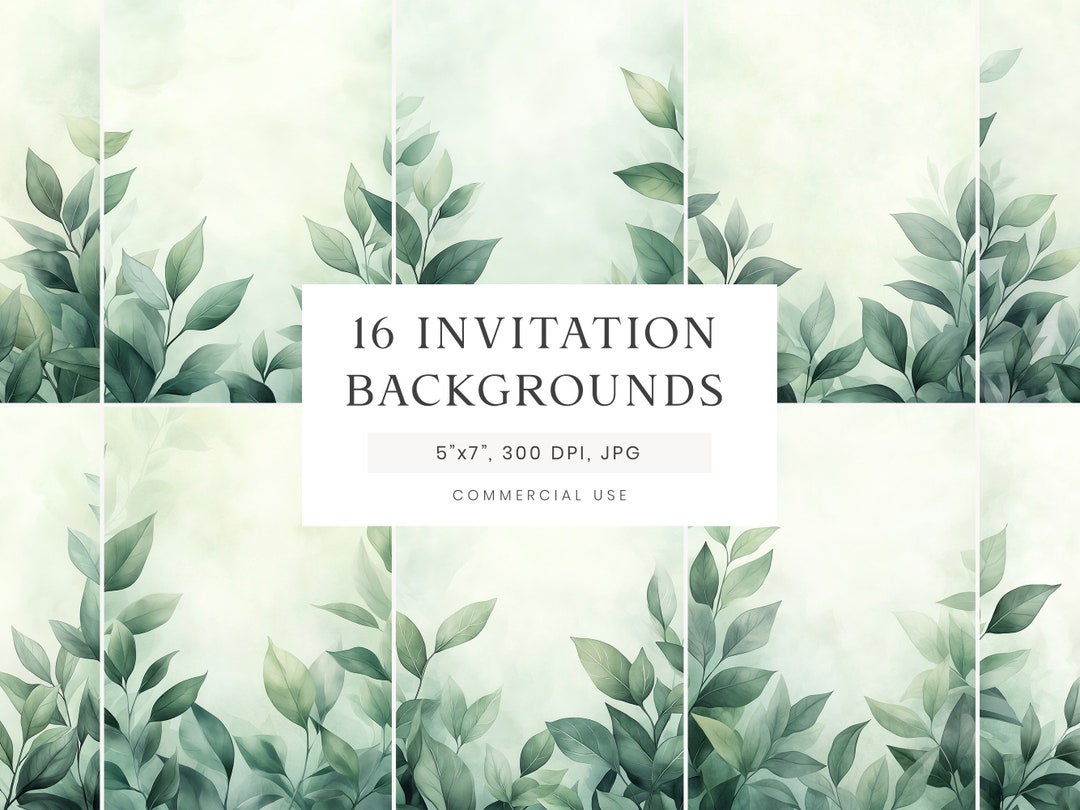 Greenery Border Invitation Backgrounds, Floral Watercolor Texture ...