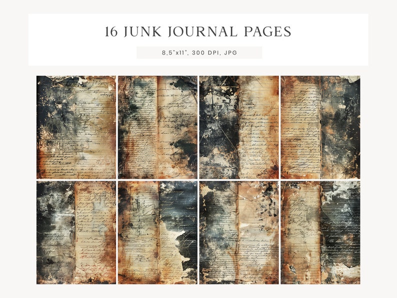 Script Junk Journal Pages, Writing Junk Journal, Text Journal Pages ...