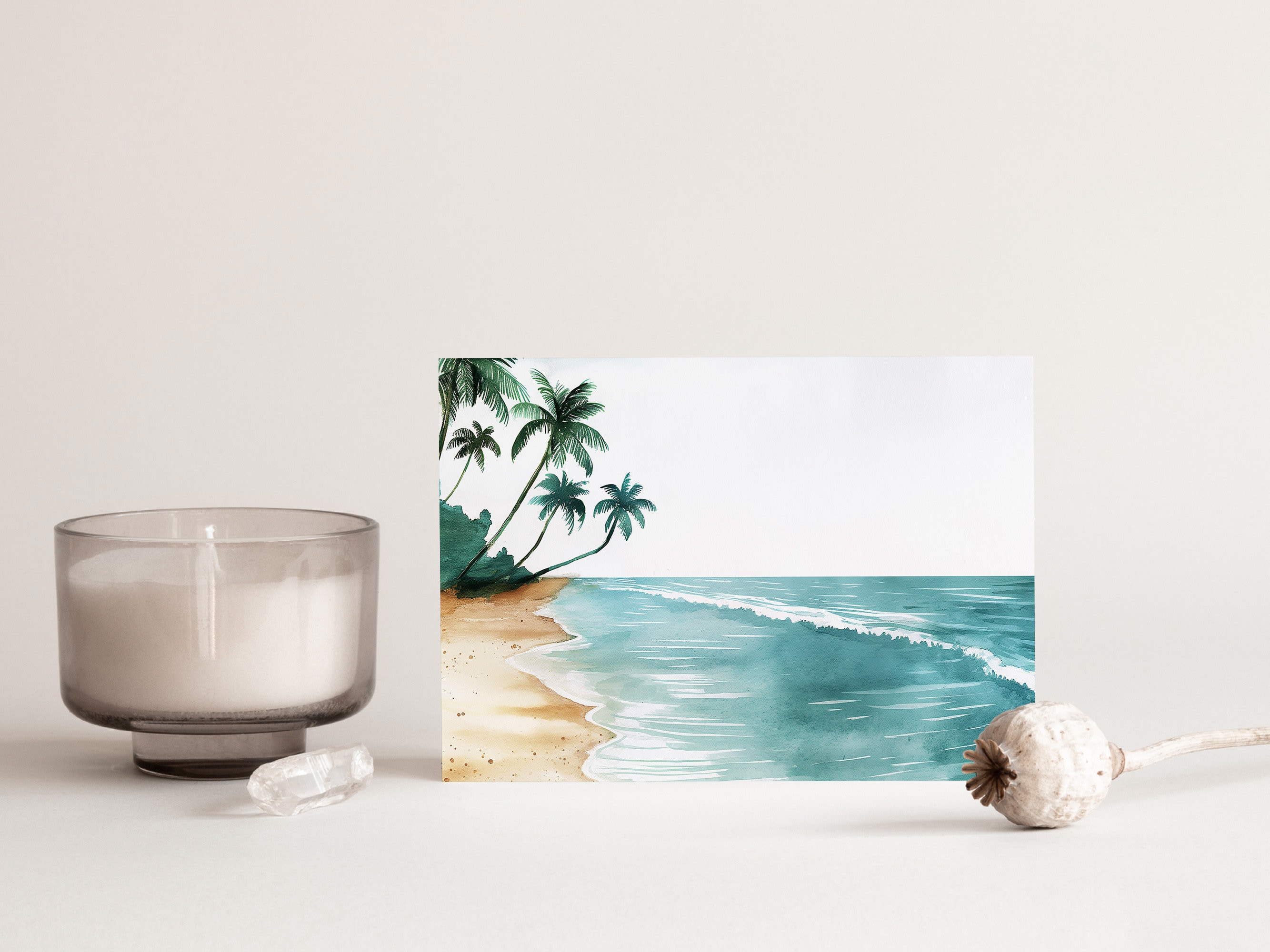 Watercolor Beach Backgrounds, Landscape Digital Paper, Summer Beach ...